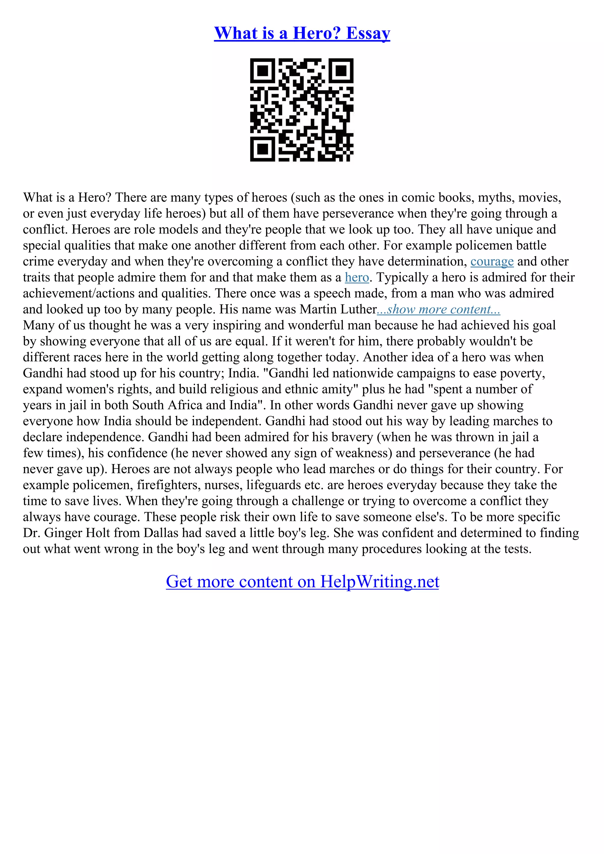 Definition Of A Hero Essay | PDF