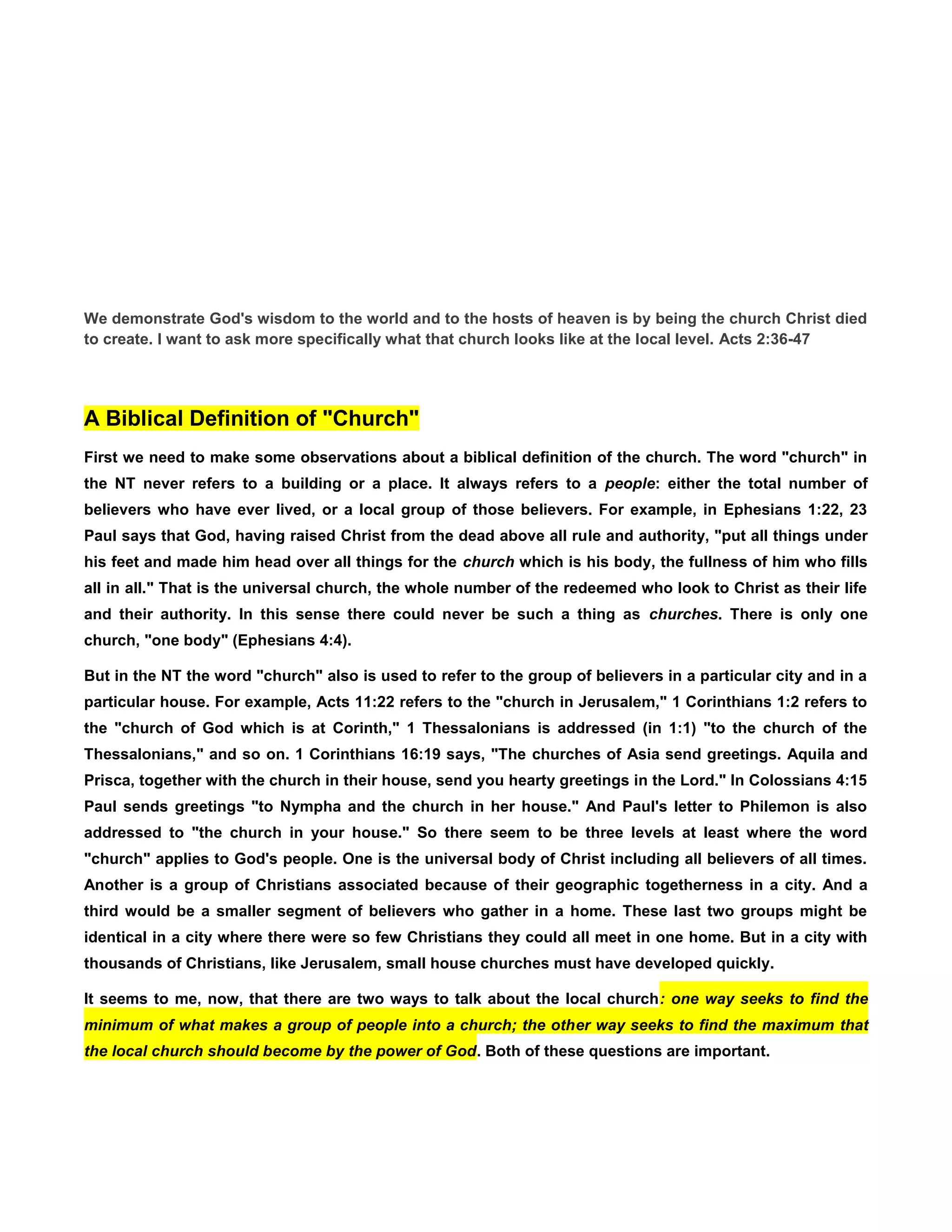 Definition Of A Local Church | PDF