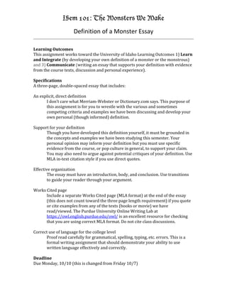 Definition of a monster essay | PDF | Free Download