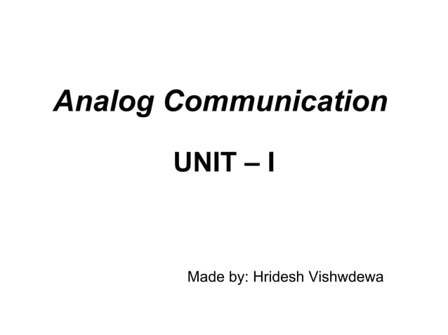 Introduction to Analog signal | PPT