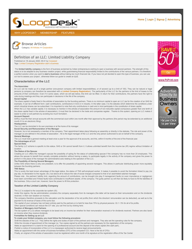 Definition of an LLC: Limited Liability Company | PDF