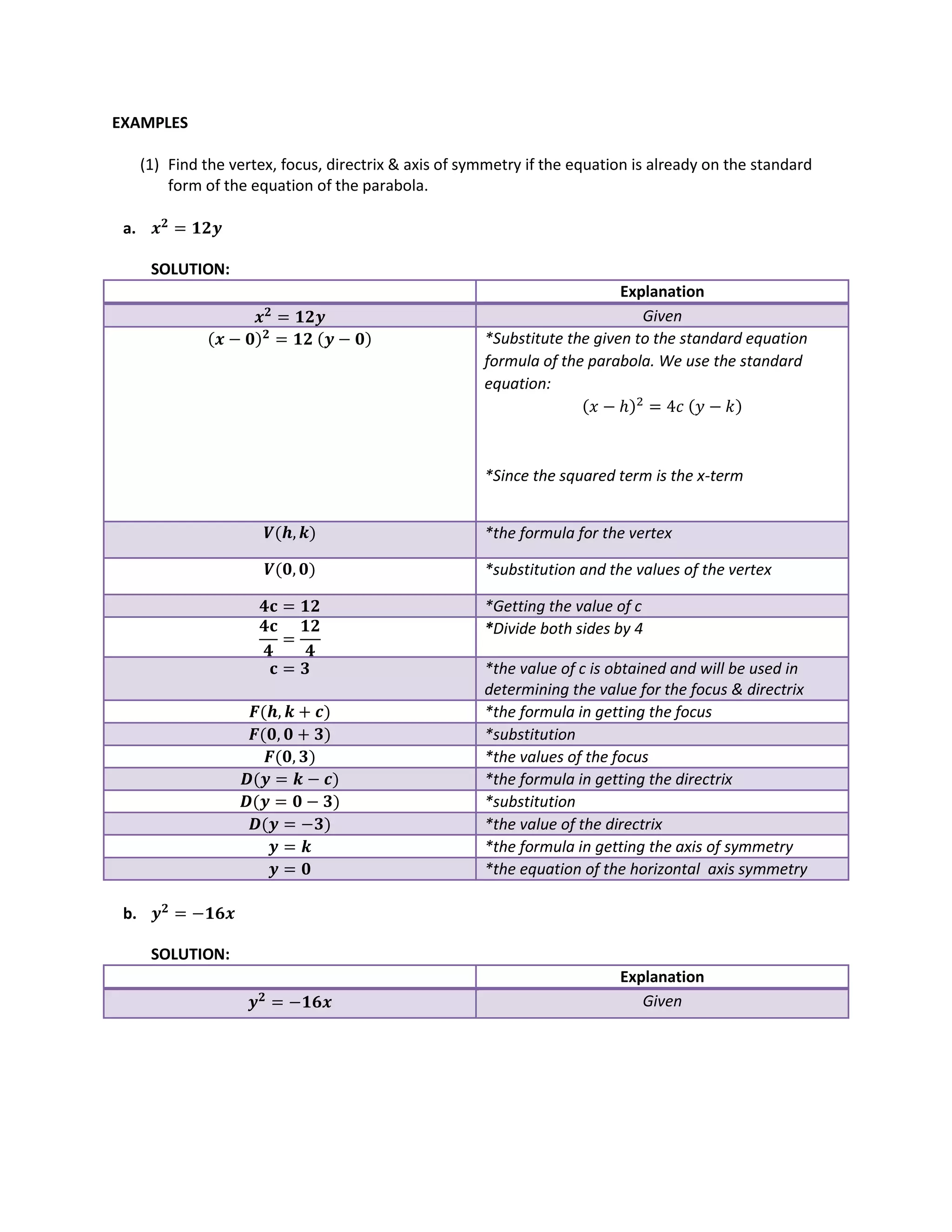 Definition of a parabola | PDF