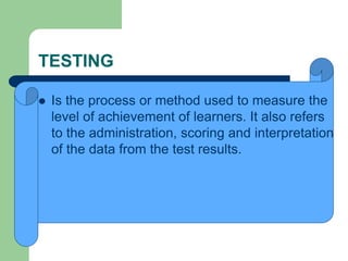 Definition of Assessment, | PPTX