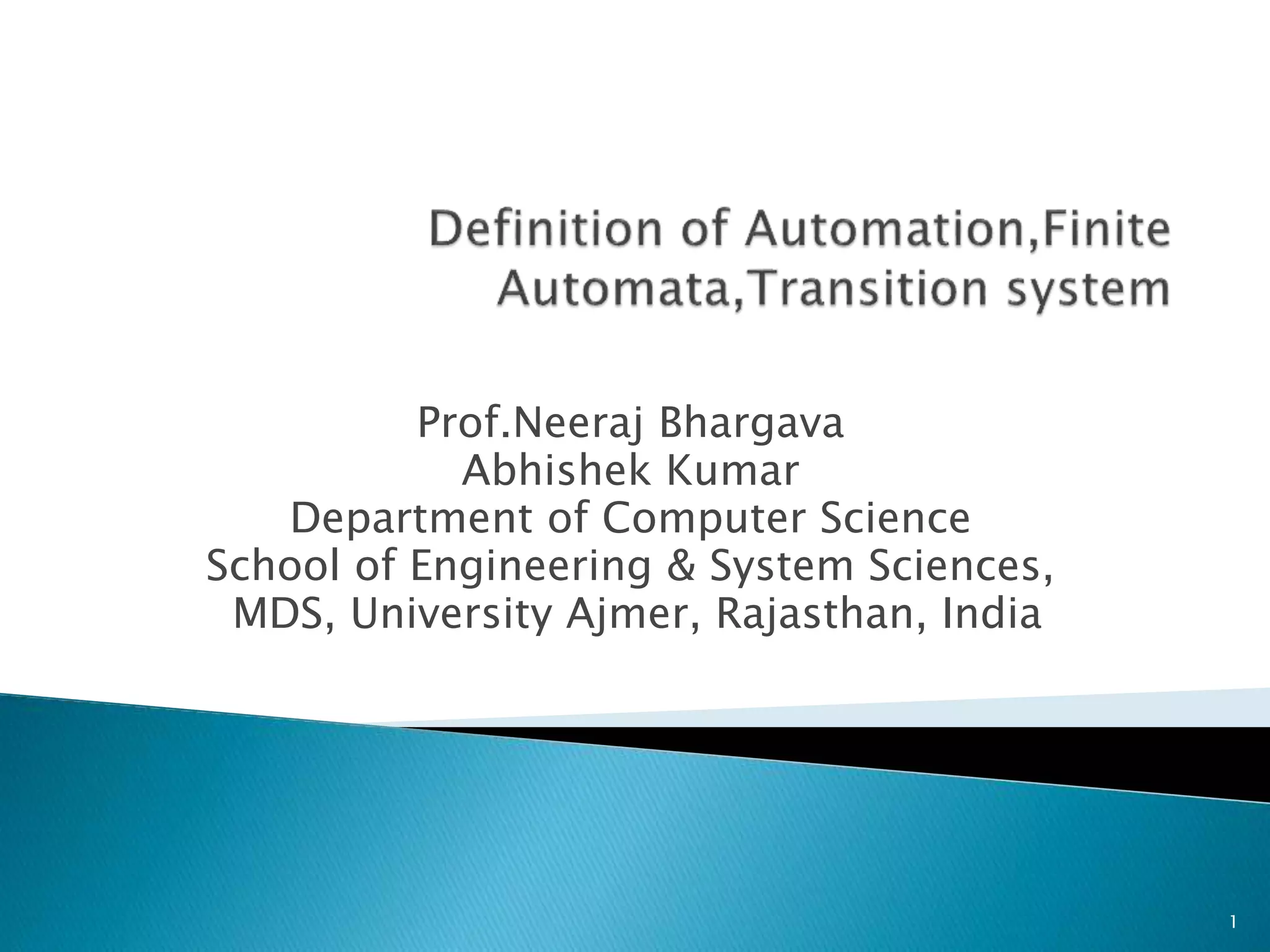 Definition of automation,finite automata,transition system | PPTX