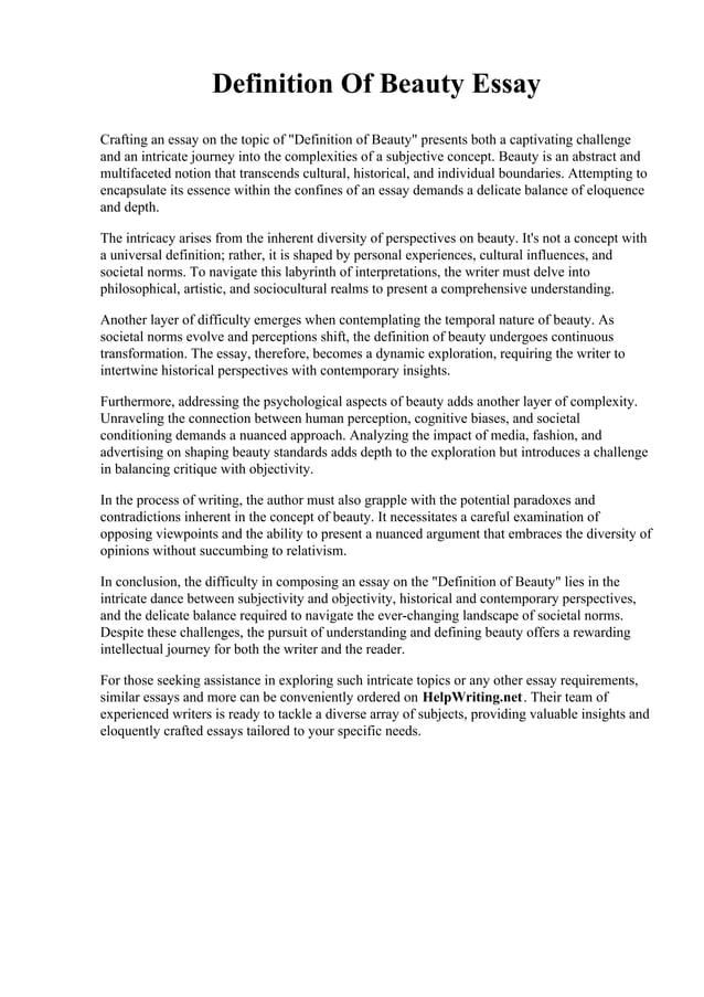 Definition Of Beauty Essay. Capscare Academy for Health Care Education ...