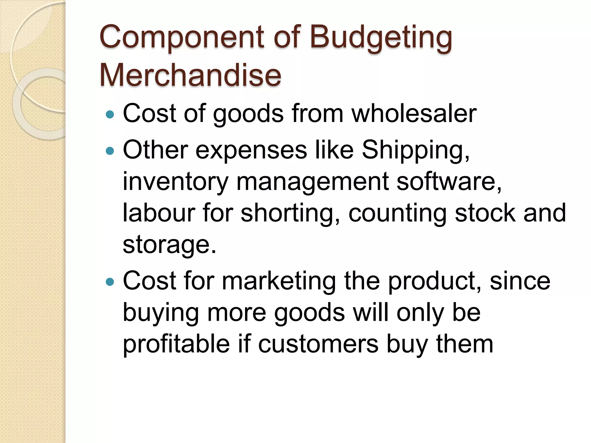 PPT of budgeting merchandise in retail store | PPTX