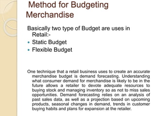 PPT of budgeting merchandise in retail store | PPTX