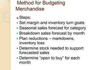 PPT of budgeting merchandise in retail store | PPTX