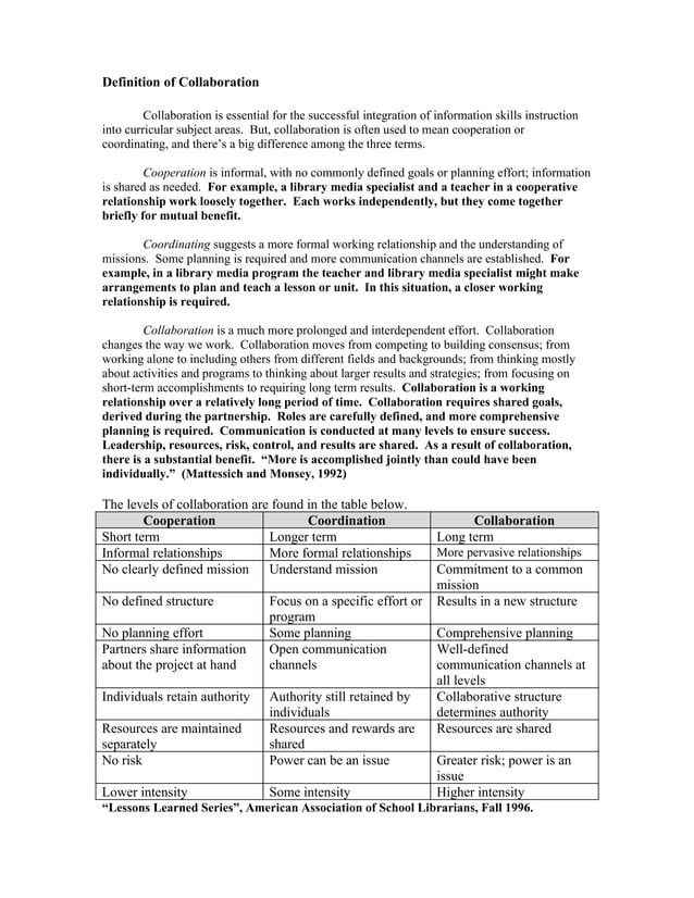 Definition of collaboration | PDF