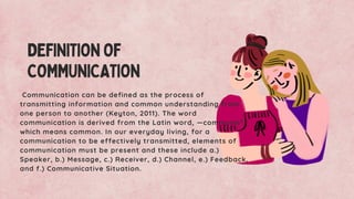 definition of communication.pdf presentation | PPT