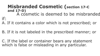 Definition of cosmetic products as per india by bashant | PPTX