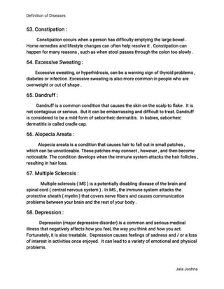 Definitions for Different types of Diseases | PDF