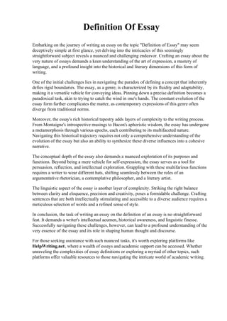 Definition Of Essay.pdf | Homework and Study | Education