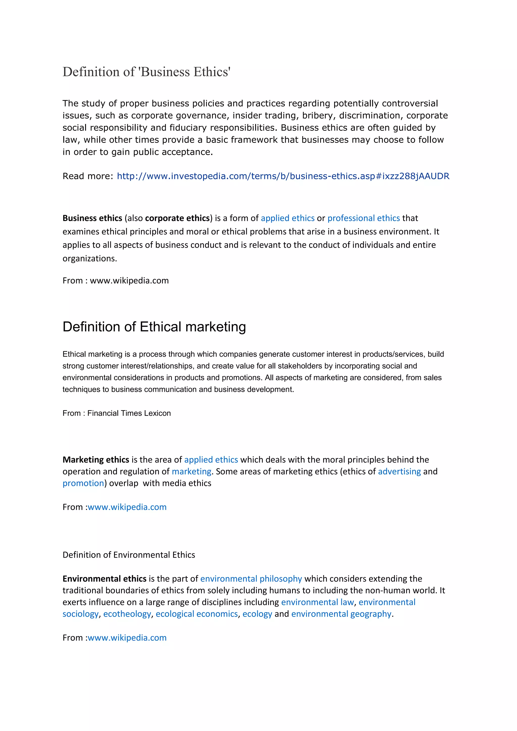 Definition of ethics | PDF