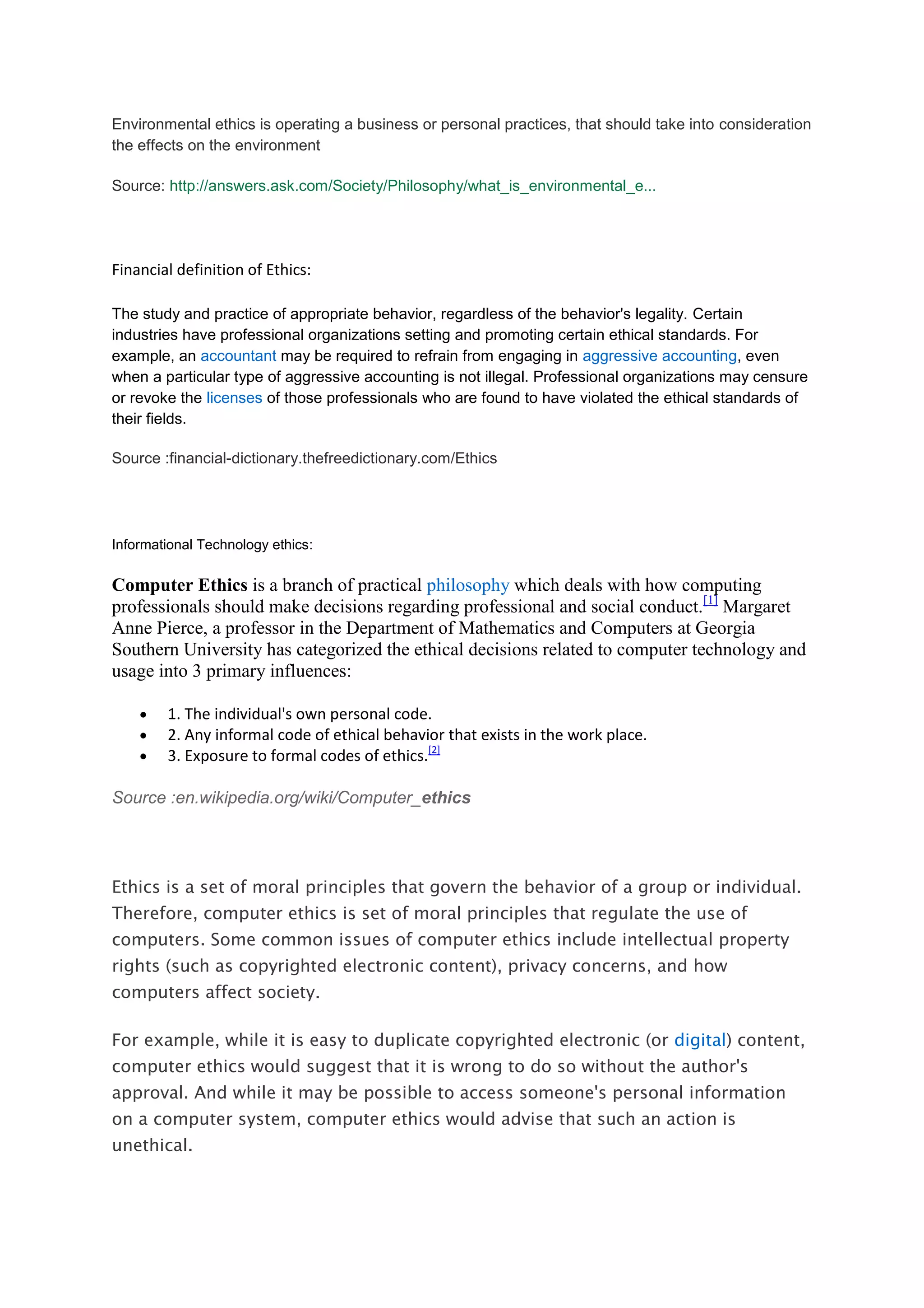 Definition of ethics | PDF