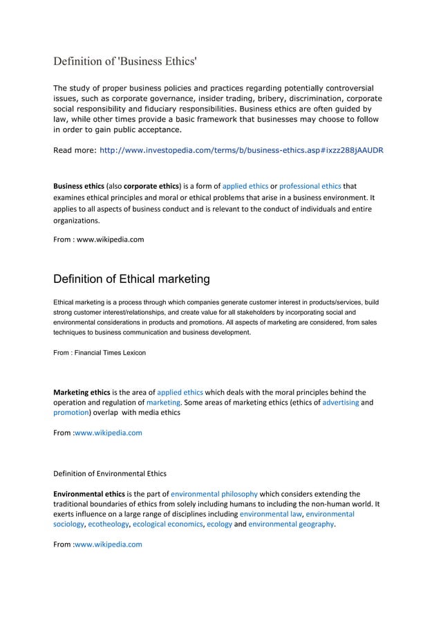 Definition of ethics | PDF