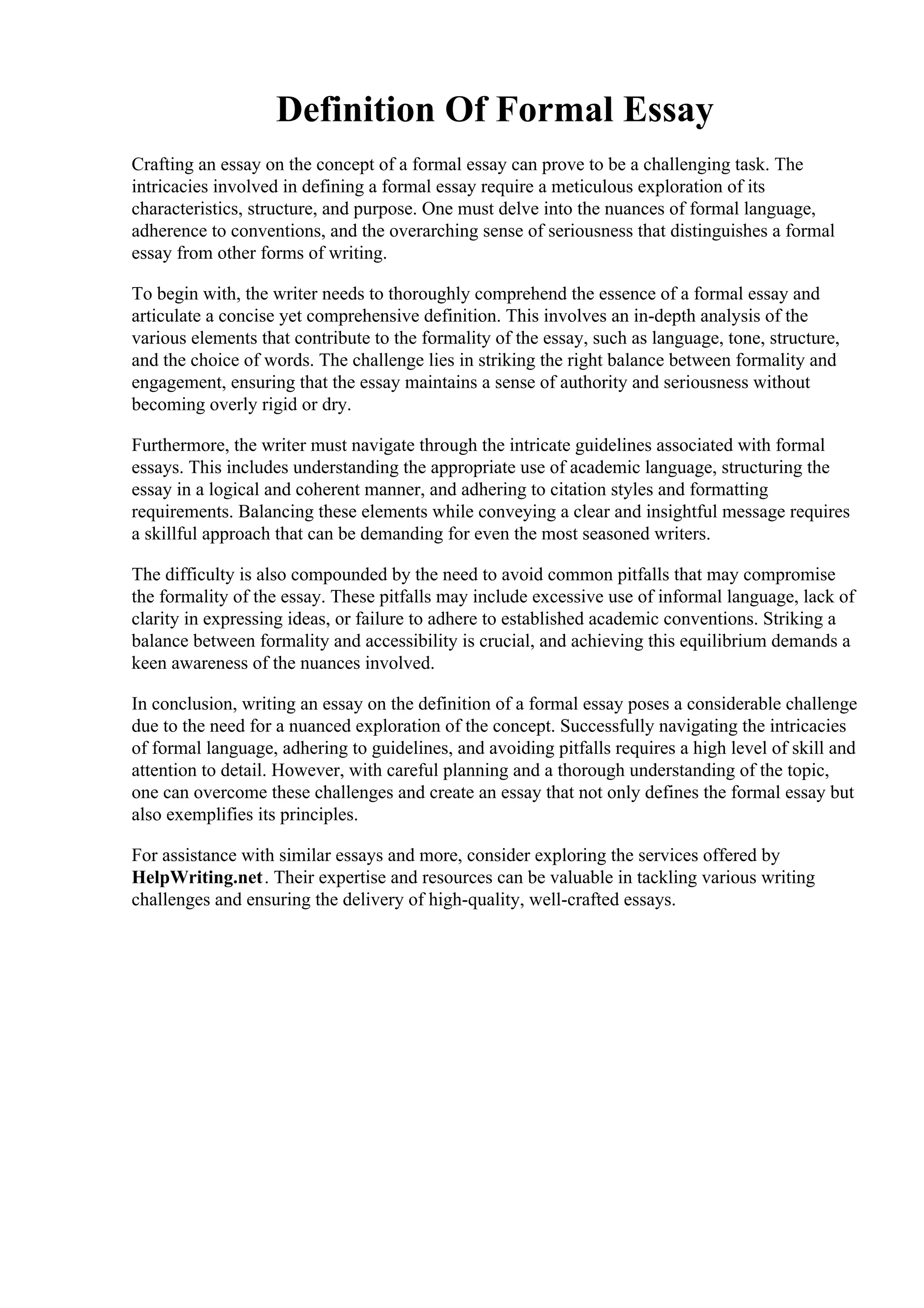 Definition Of Formal Essay | PDF