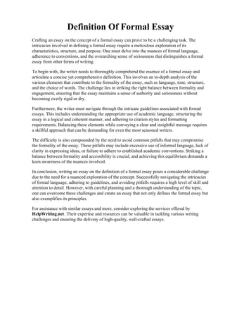 Definition Of Formal Essay | PDF