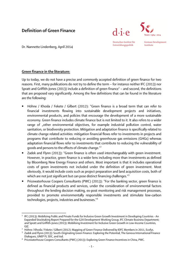 Definition of green finance | PDF | Stocks and Bonds | Personal Investing