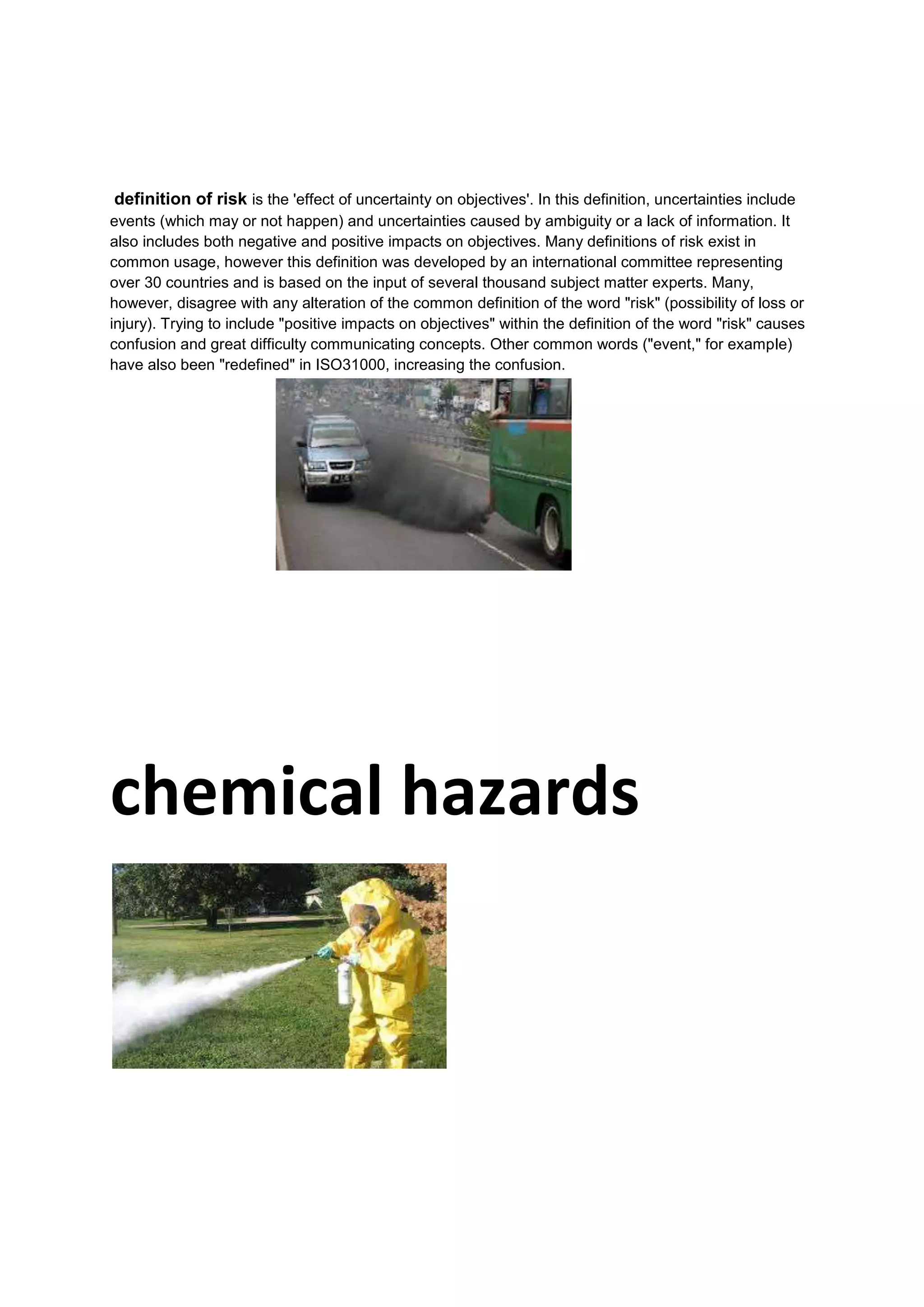 Definition of hazard | DOCX | Chemistry | Science
