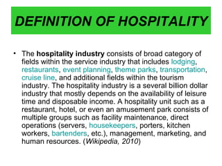 Definition of hospitality | PPT