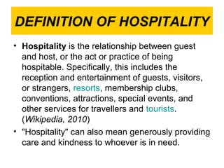 Definition of hospitality | PPT