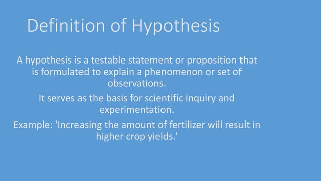 Definition of Hypothesis jynyyetbxhzwtrb xb | PPT