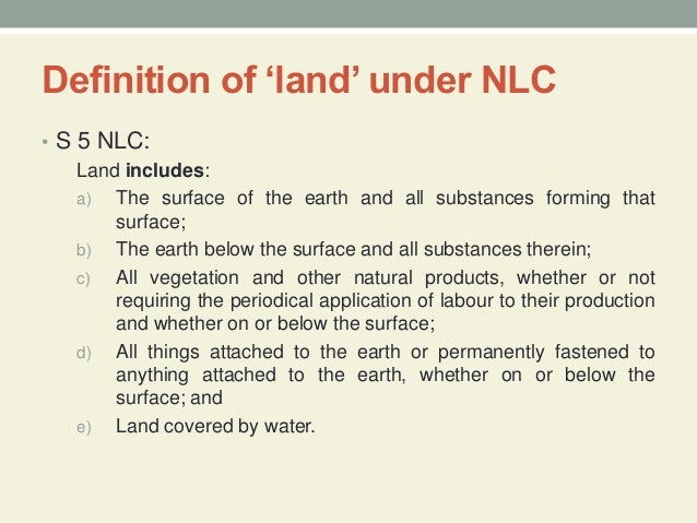 Definition of land (Updated October 2015)