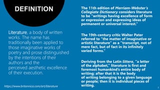 Definition of literature and strategies in teaching literature | PPTX