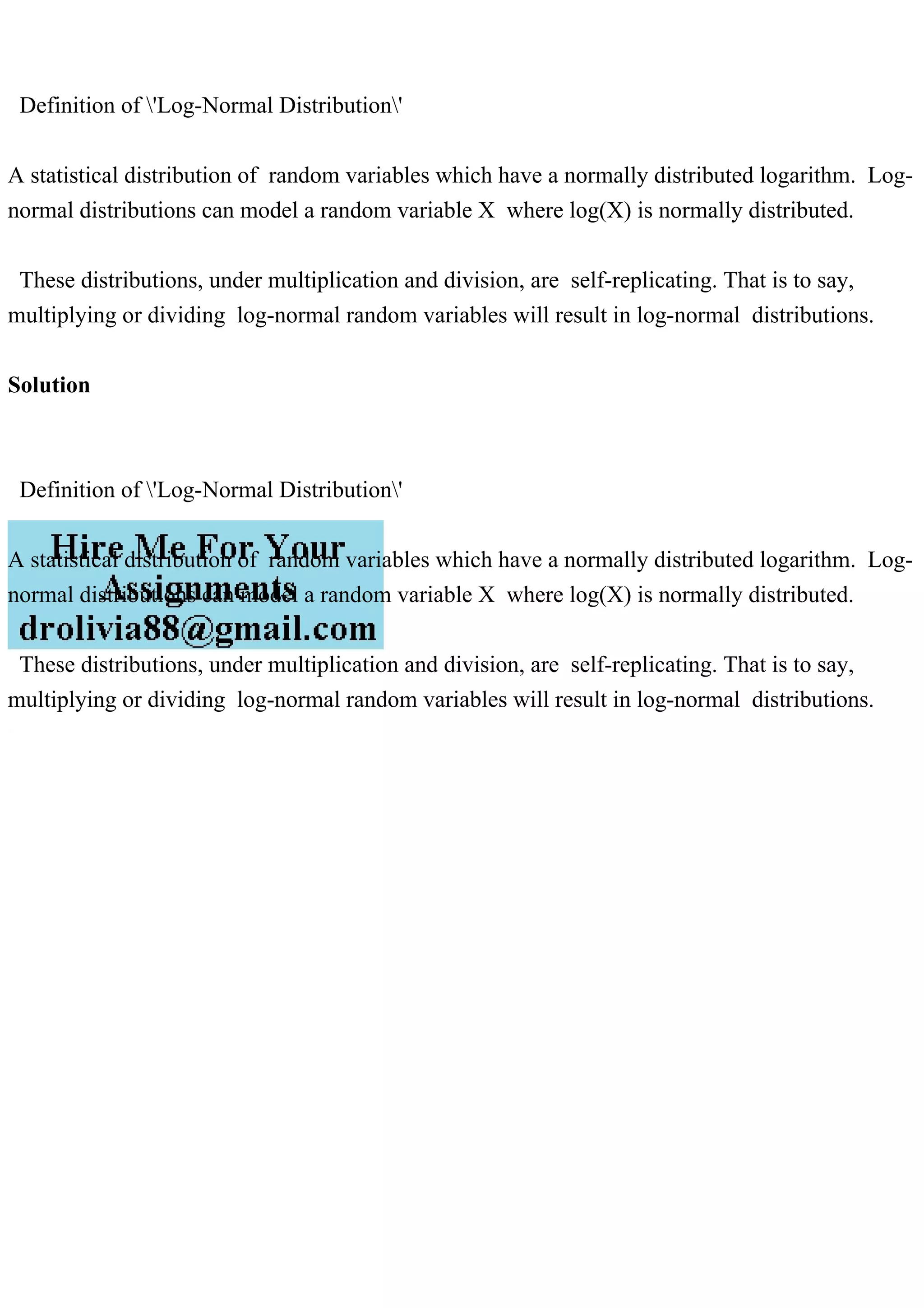 Definition of Log-Normal DistributionA statistical distr.pdf | Physics ...