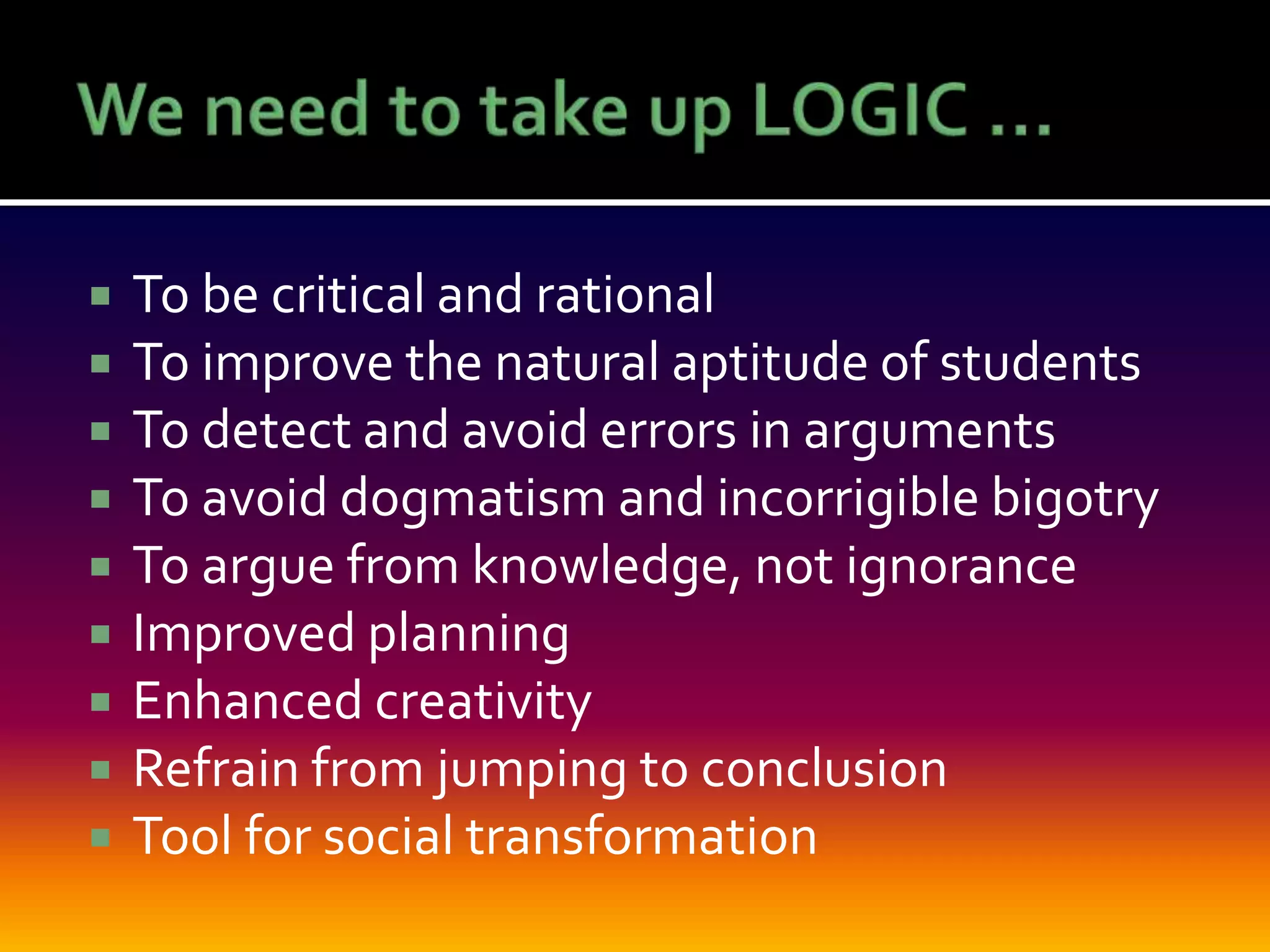 Logic for Freshmen-Collegiate | PPTX