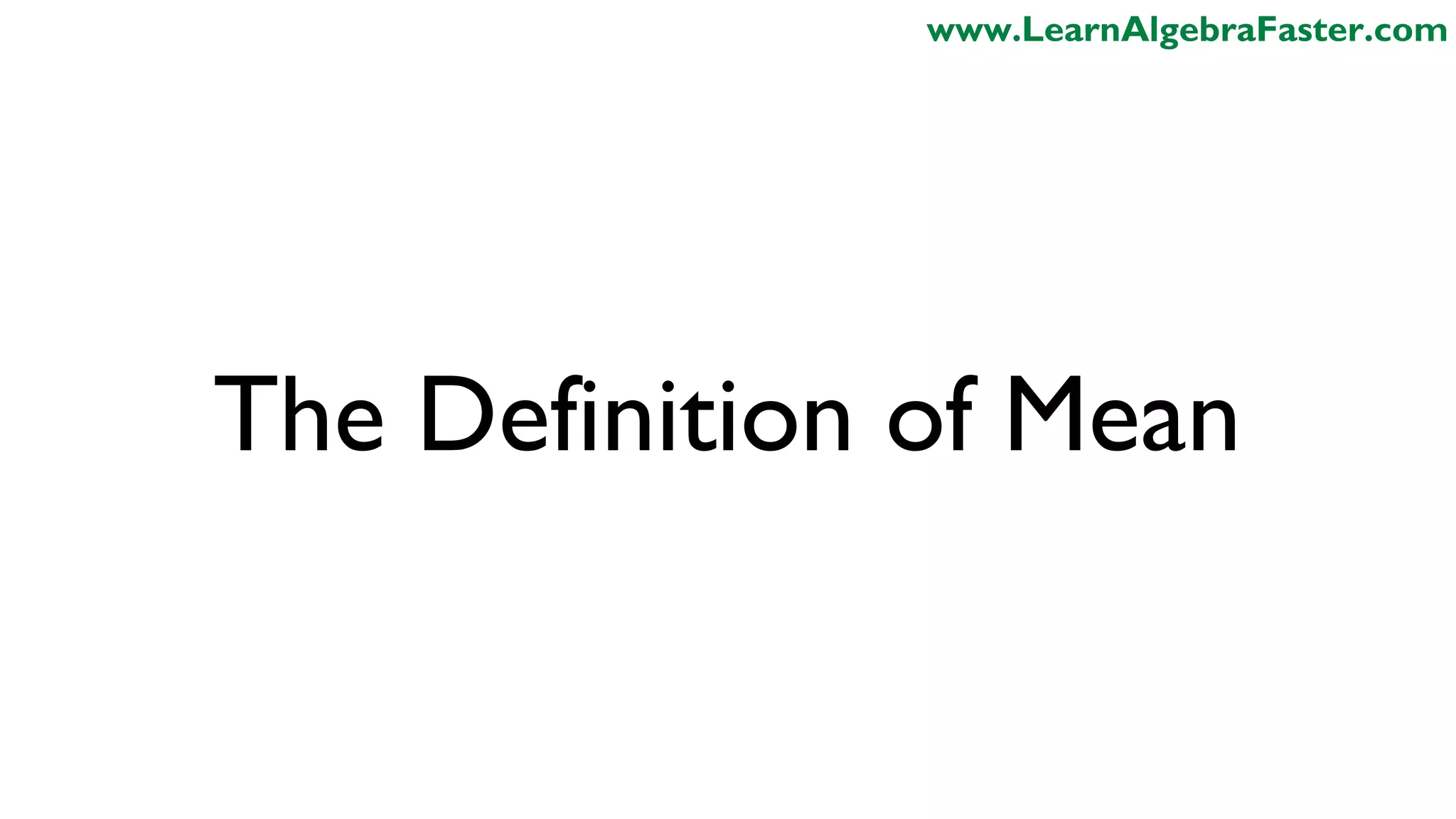 Definition of Mean | PPT