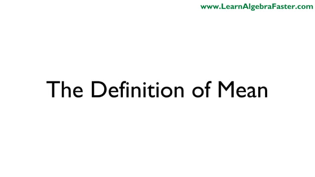 Definition of Mean | PPT | Physics | Science