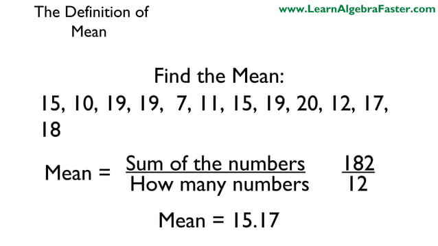 Definition of Mean | PPT | Physics | Science