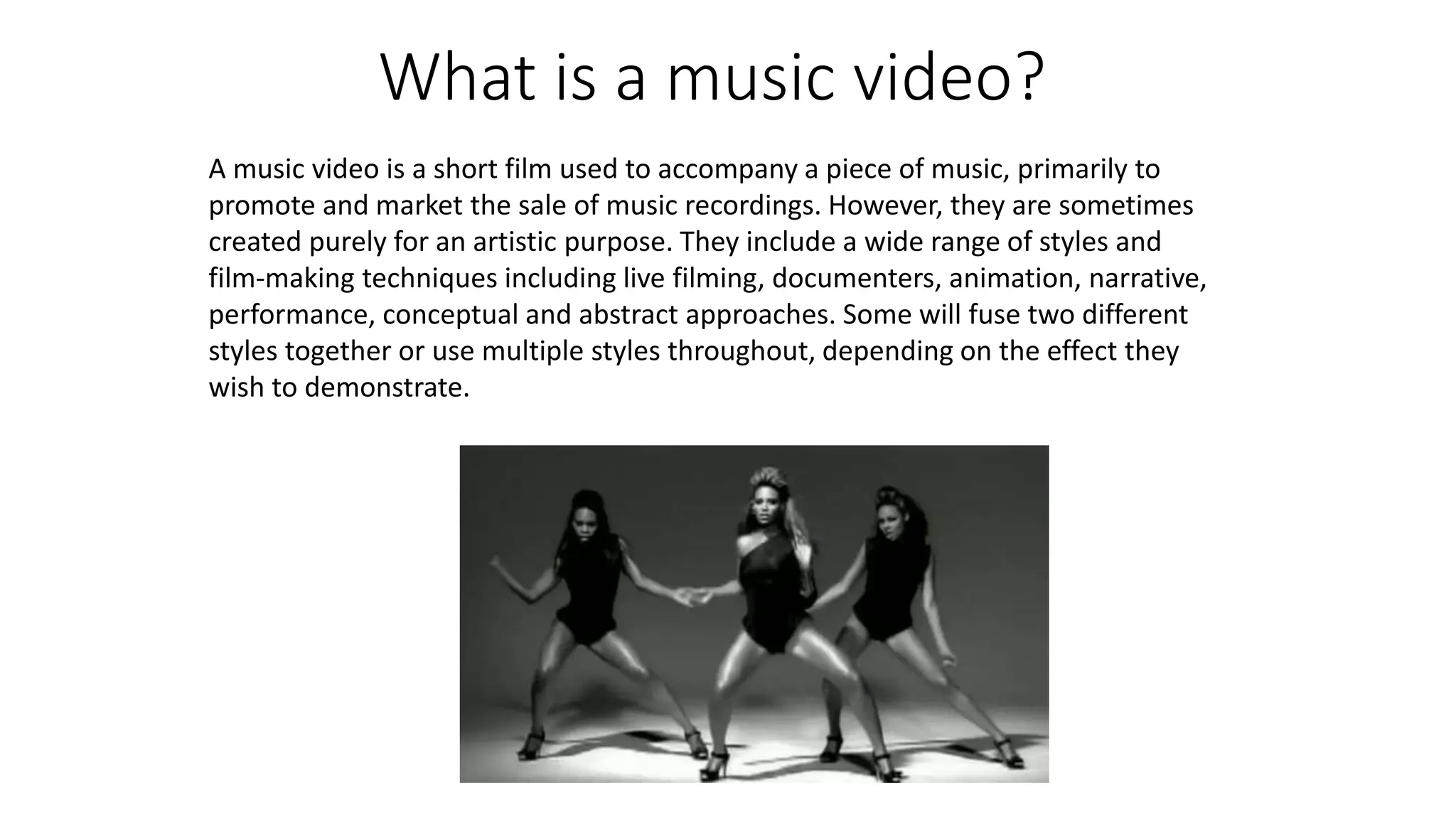 Definition of music video | PPTX | Video Production | Content Production