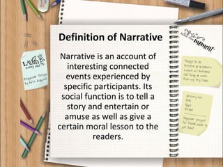 The Definition of Narrative Text | PPT