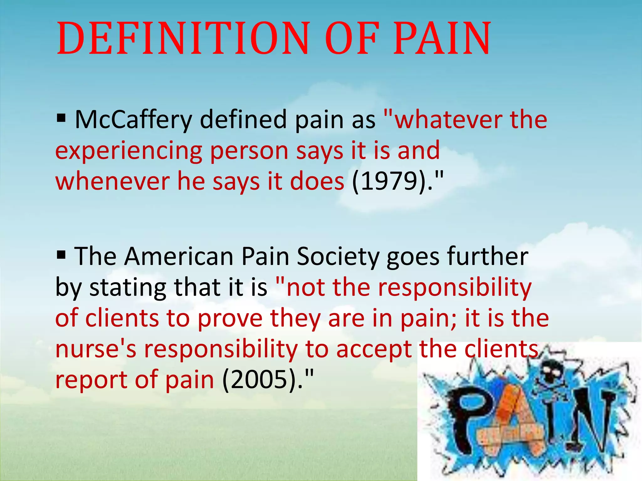 nursing management of a patient with pain | PPTX