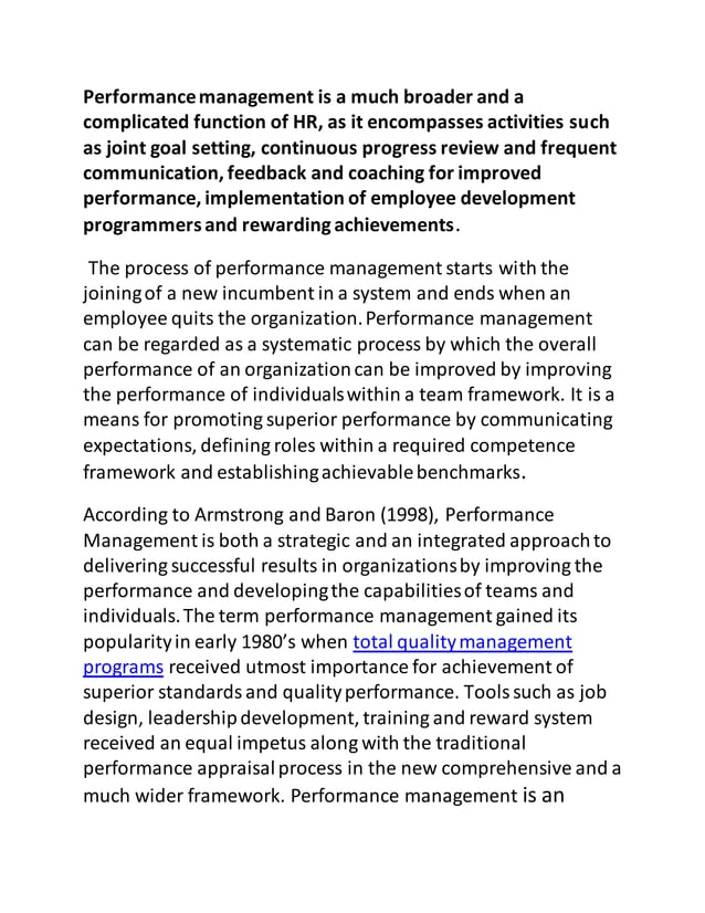 Definition of performance management | PDF