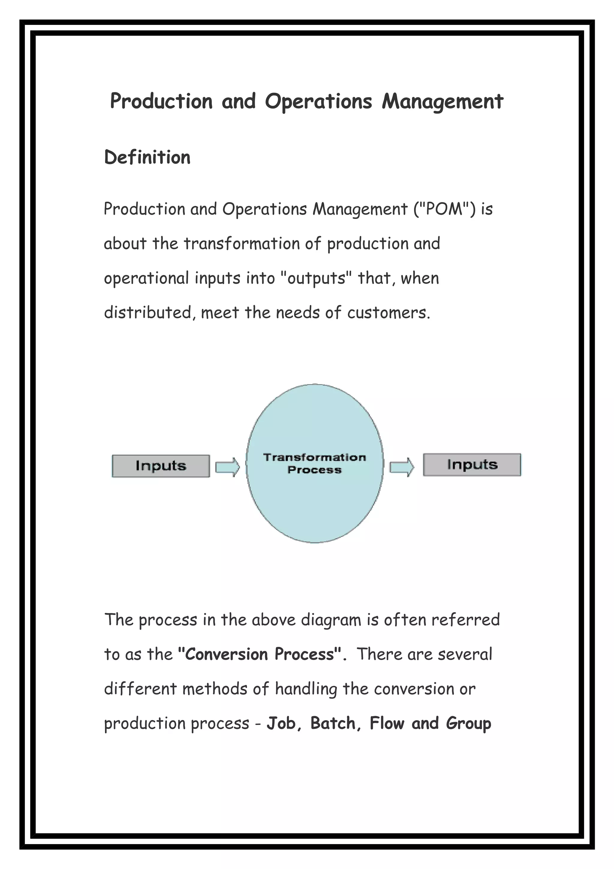 Definition of production and operation management | DOC