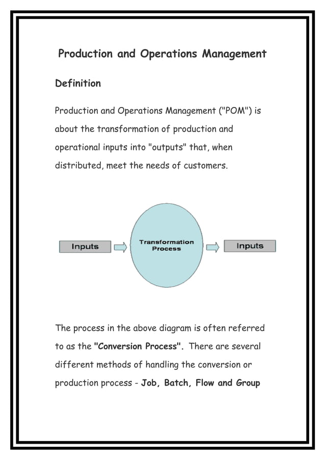 Definition of production and operation management | PDF