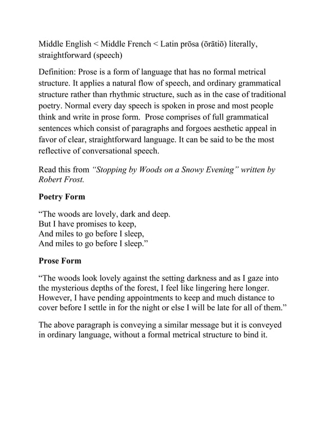 Definition of prose | DOC | Poetry | Books and Literature