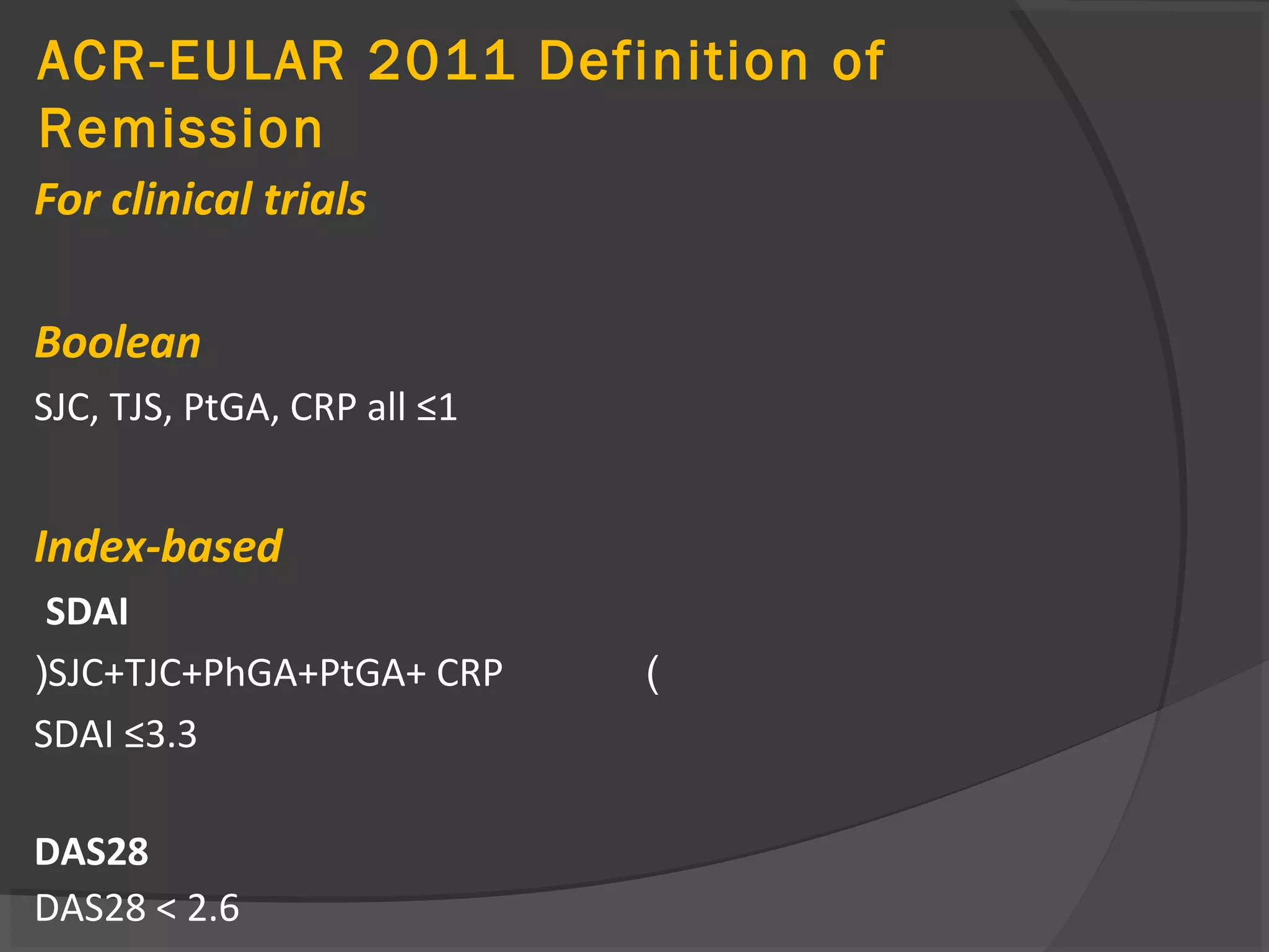 Definition of remission of ra | PPT