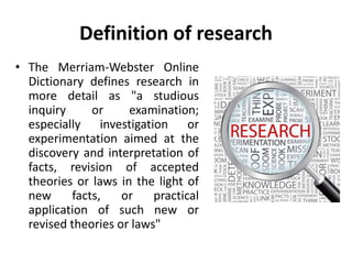 Definition of research - Research Methodology - Manu Melwin joy | PPT
