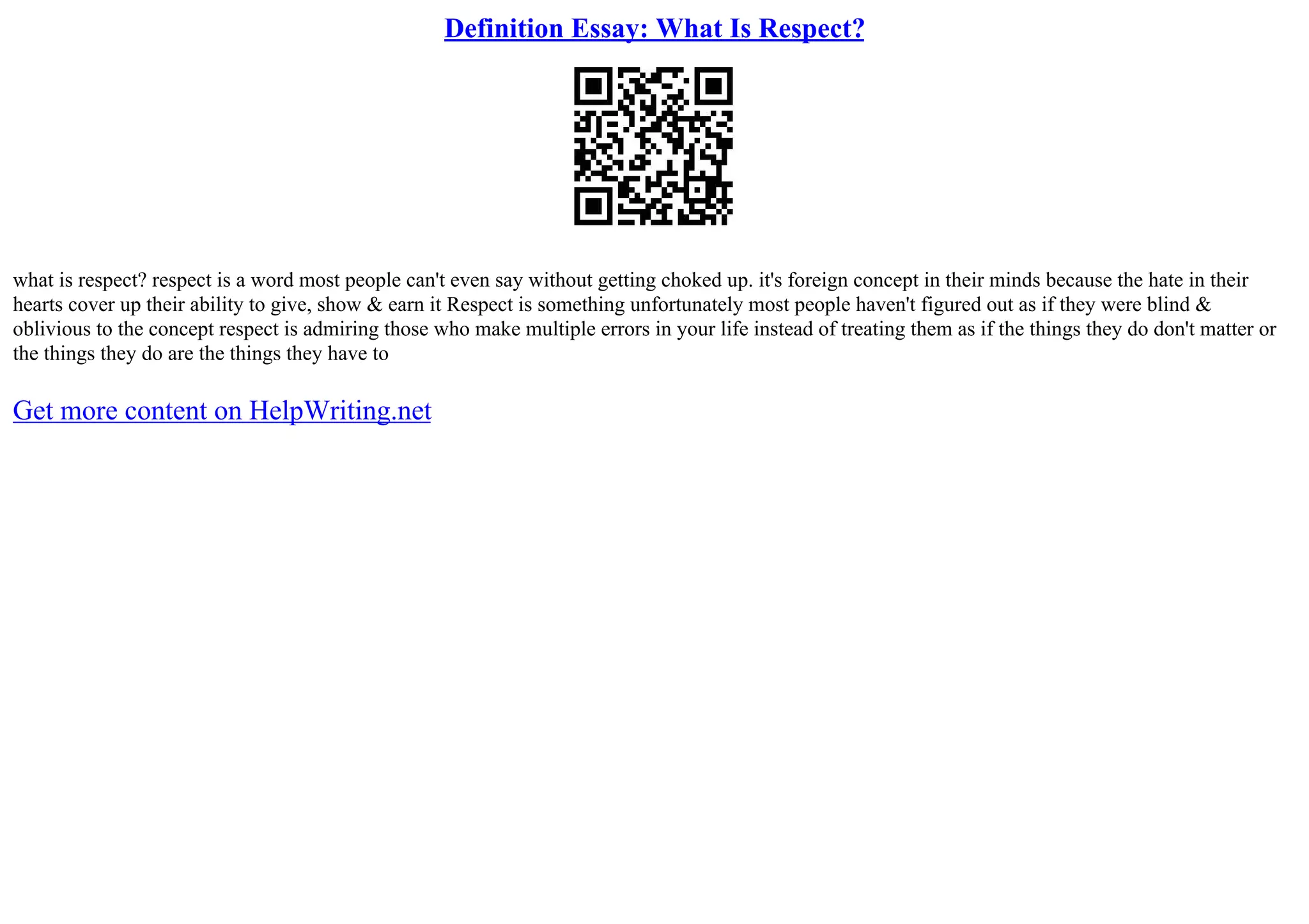 Definition Of Respect | PDF | Family and Relationships