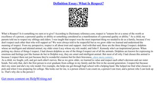 Definition Of Respect | PDF