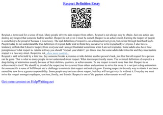 Definition Of Respect | PDF