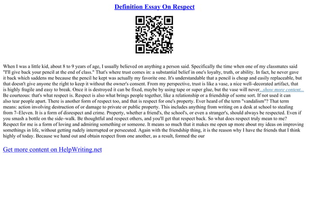 Definition Of Respect | PDF | Family and Relationships