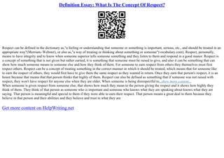 Definition Of Respect | PDF | Family and Relationships