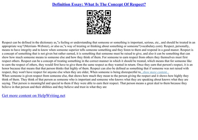 Definition Of Respect | PDF | Family and Relationships