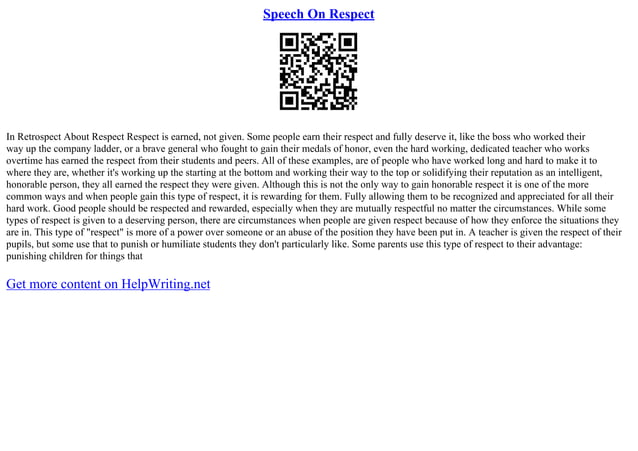 Definition Of Respect | PDF | Family and Relationships